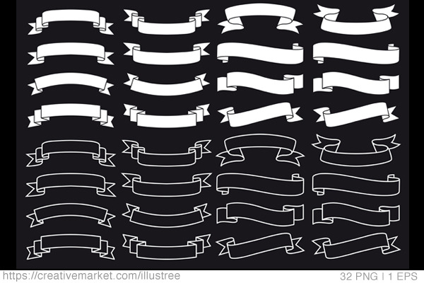 32 white ribbons, vector set, a Graphic by Illustree