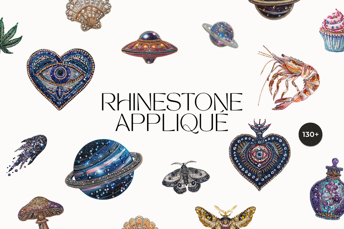 Rhinestone Appliqué Collage Patches
