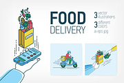 Several stages of food delivery, a Food Illustration by Good Studio
