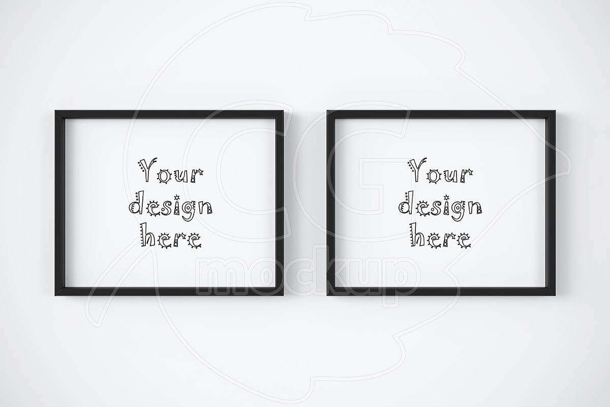 Set of 2 horizontal frames mockup, a Print Template by CGmockup