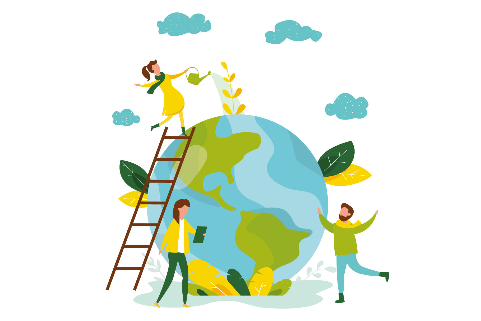 People take care about Earth ecology, a Person Illustration by Semenhorosh