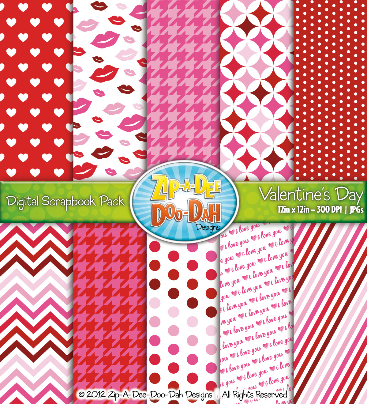 Valentine's Day Digital Paper Set, a Graphic by Zip-A-Dee-Doo-Dah ...
