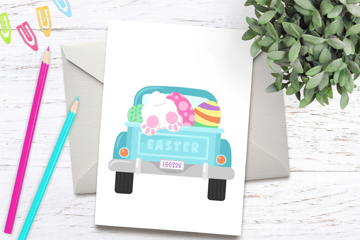 Easter Truck Clipart, an Illustration by Huckleberry Hearts | Creative ...