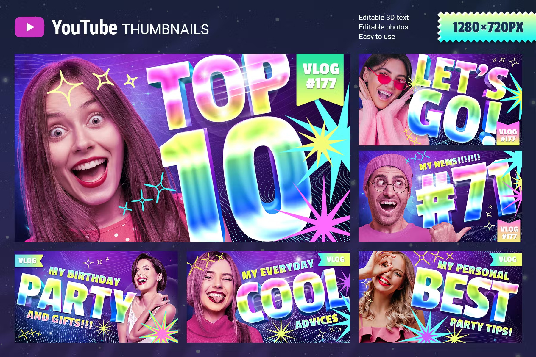 Holochrome YouTube Thumbnails, a Social Media Template by Andrew Skoch ...