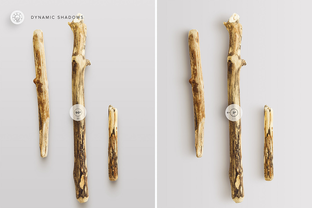 Wooden Nature Sticks Scene Creator, a Product Mockup by Custom Scene