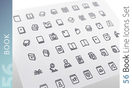 Lineart Book Icons | Outline Icons ~ Creative Market