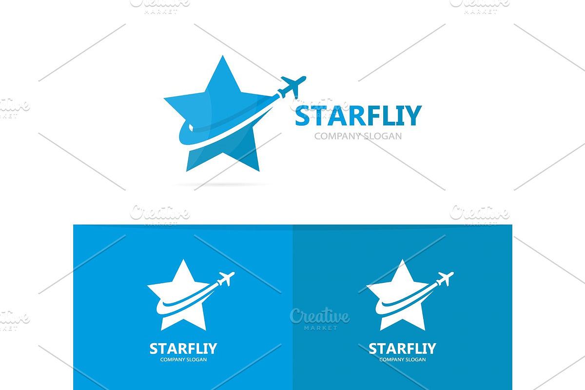 Vector of star and airplane logo combination. Unique leader and travel ...