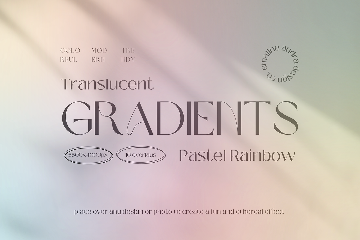 16 Pastel Rainbow Gradient Overlays, a Gradient Add-On by Emaline Audra ...