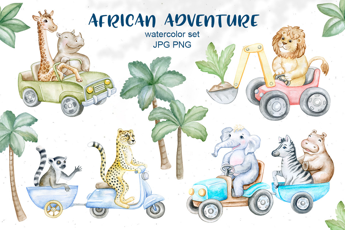 African Adventure. Animals, an Animal Illustration by Watercolor dreams