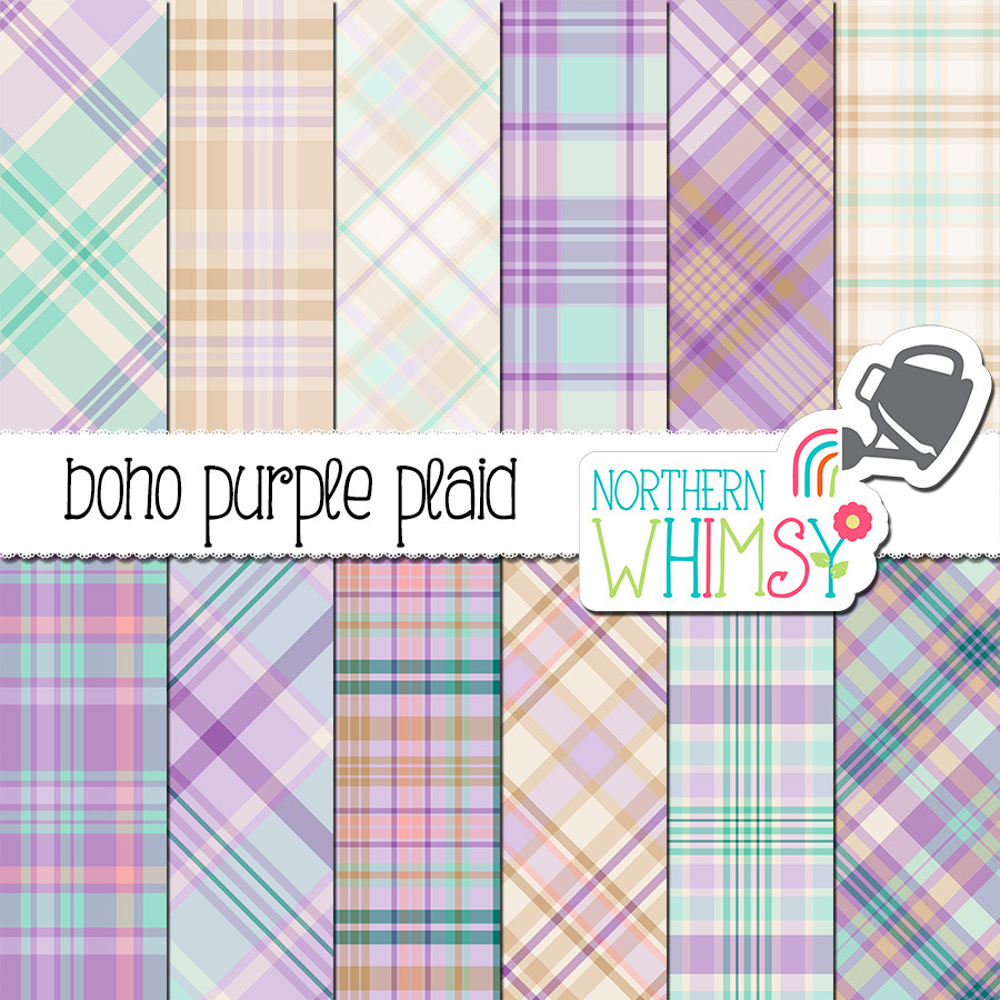 Purple and Turquoise Boho Plaid, a Pattern Graphic by Northern Whimsy ...