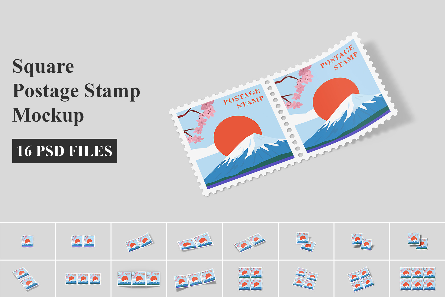 Square Postage Stamp Mockup Bundles