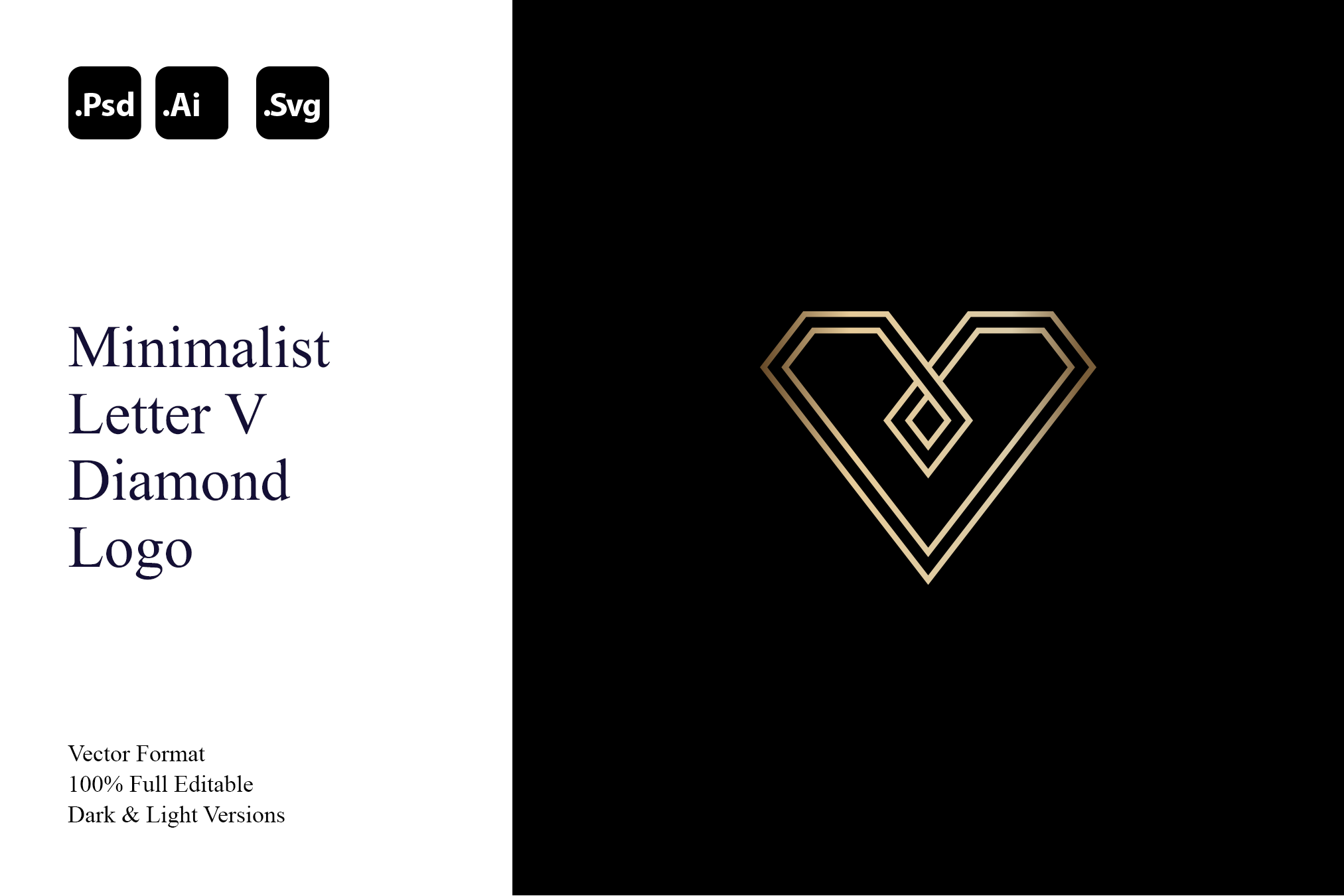 Minimalist Letter V Diamond Logo | Creative Market