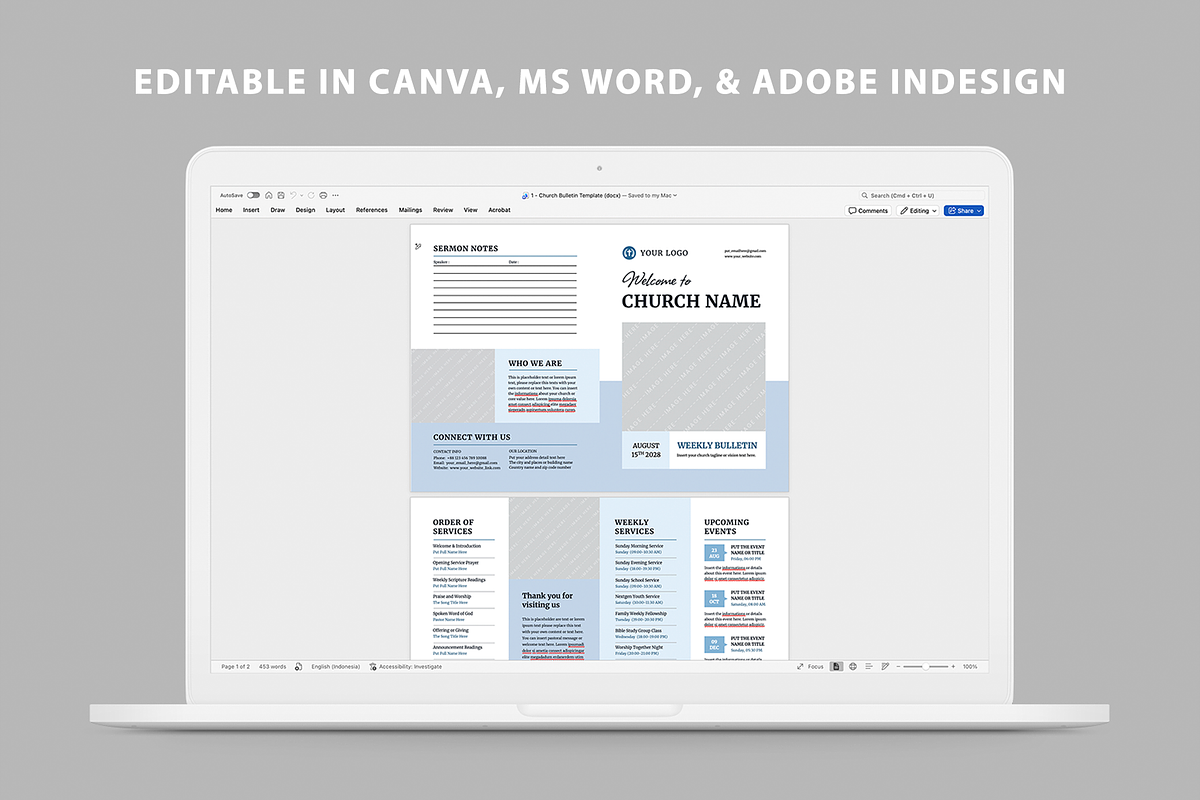 Church Bulletin | Canva, Word, Indd, a Brochure Template by Leaflove