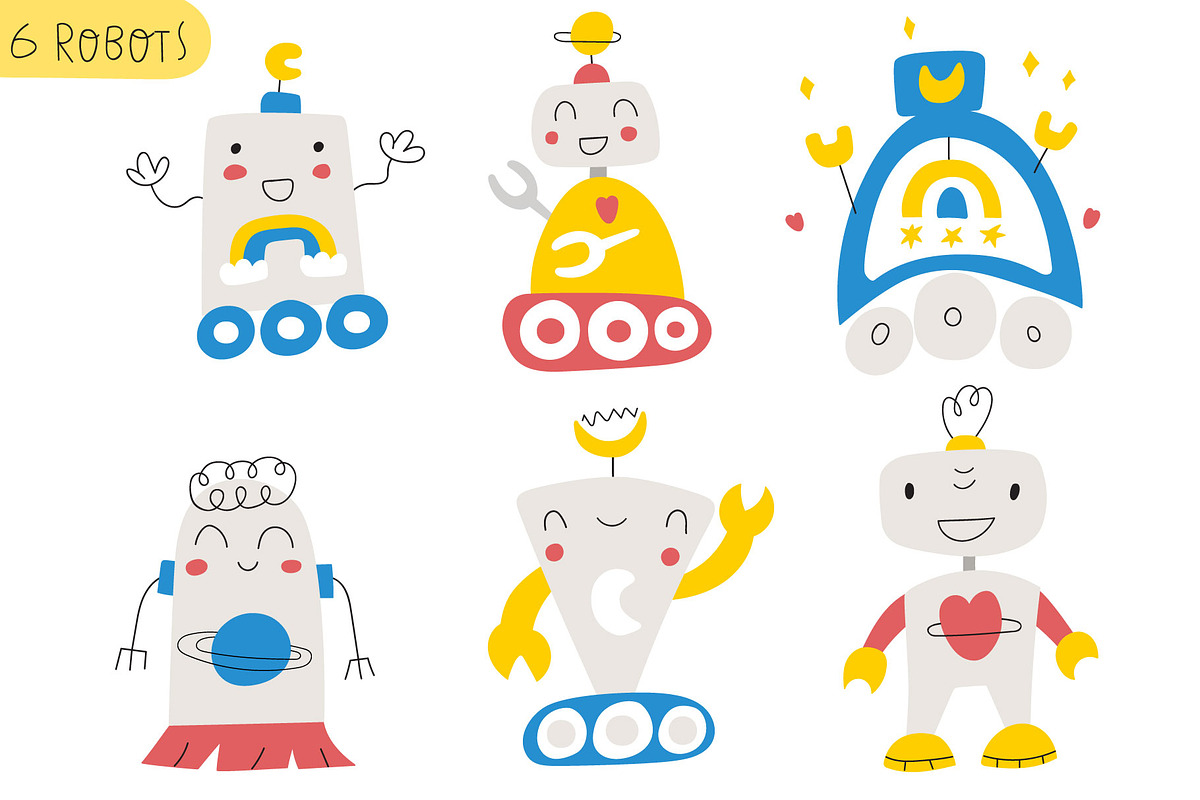 Space robots, an Illustration by cutelevindesign