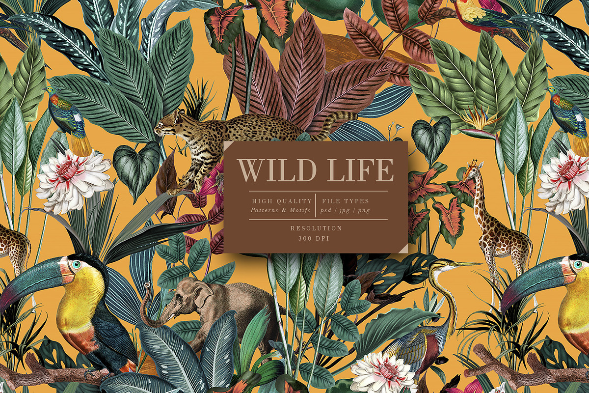 Wild Life (Patterns Wallpapers), a Pattern Graphic by Luiz da Rolt ...