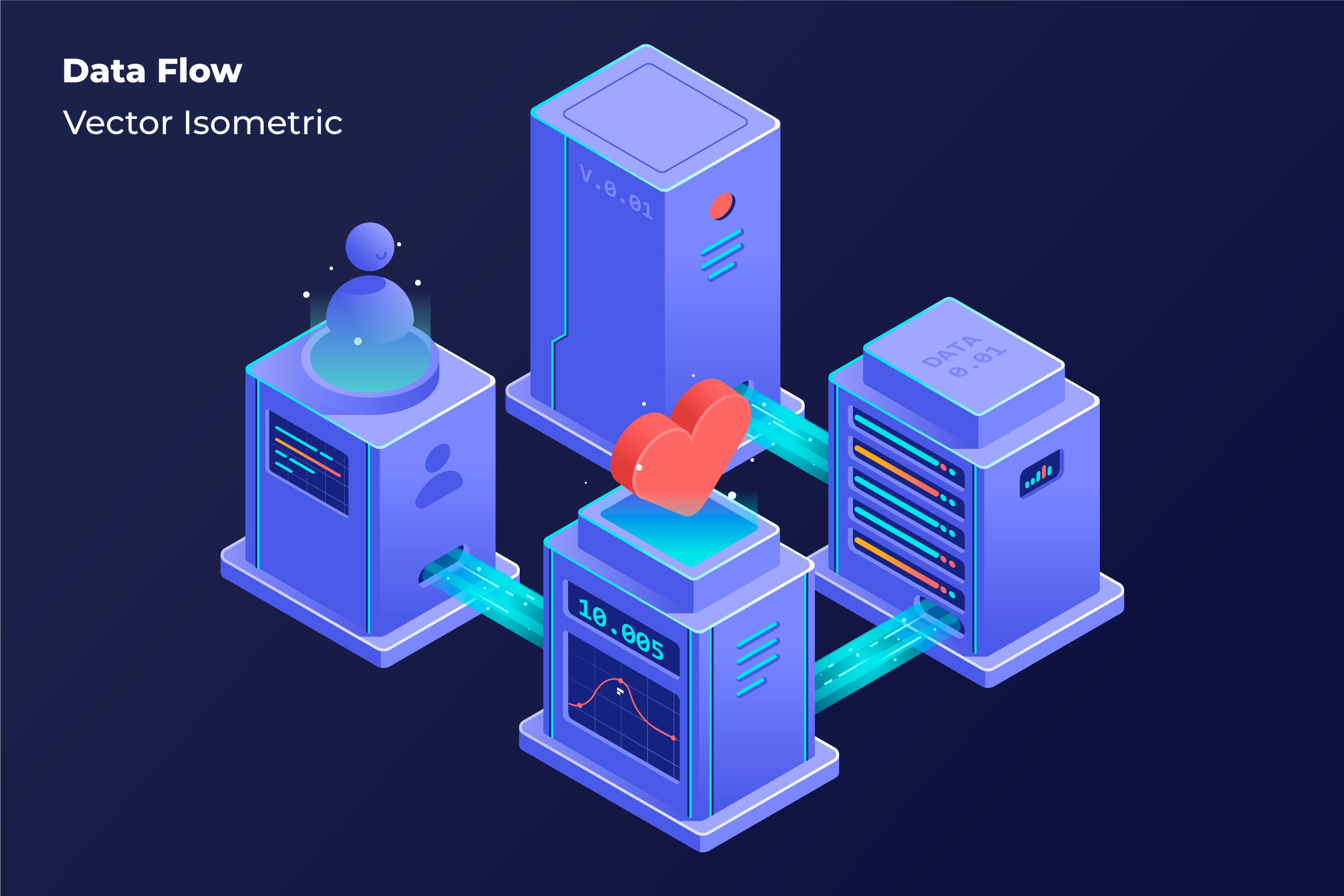 Data Flow - Vector Illustration, an Illustration by AQR Studio