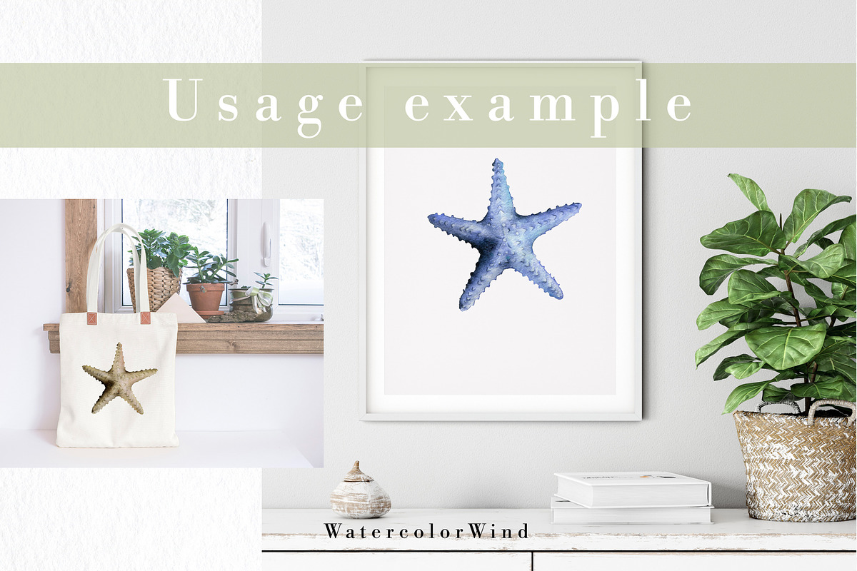 Beach Starfish Clipart Set, an Illustration by WatercolorWind