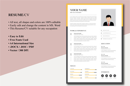 Simple Resume Template | MS Word | Resume Templates ~ Creative Market