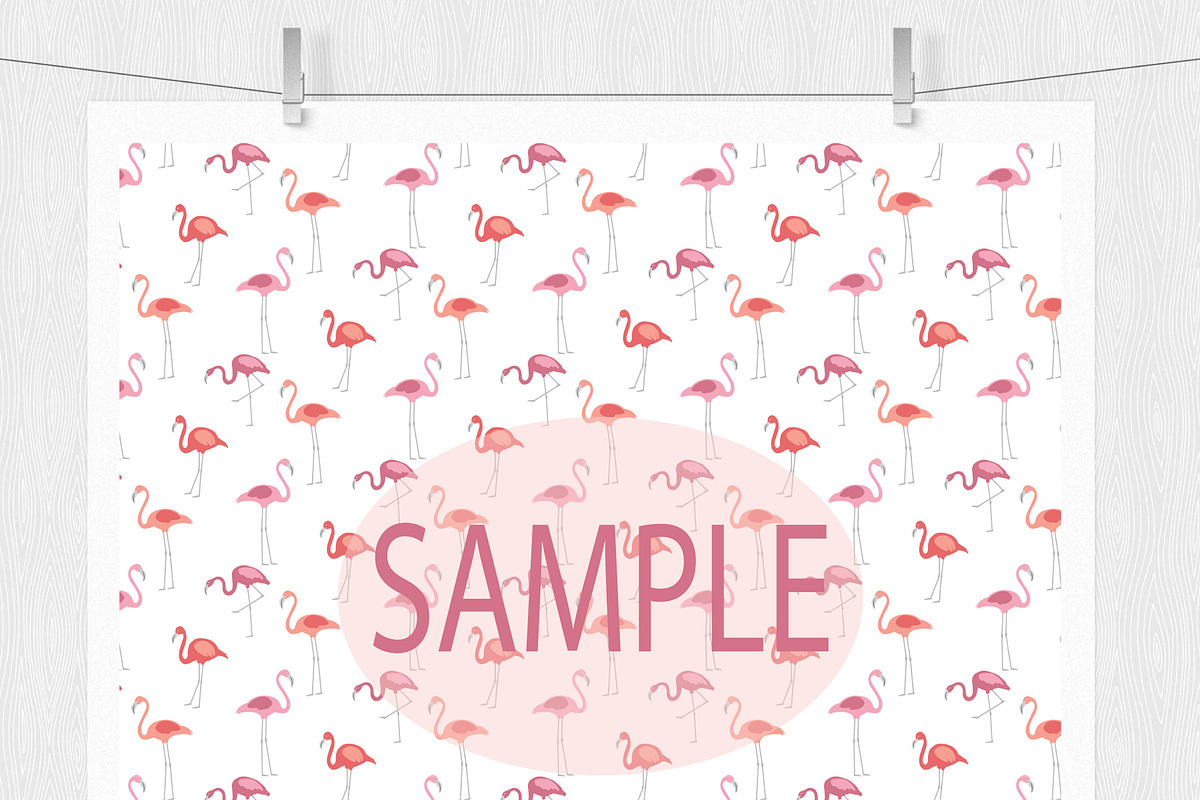 Pink Flamingo Digital Paper, a Pattern Graphic by Leska's Digitals