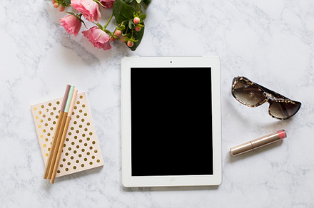 Tulips and Ipad Mockup, an iPad Mockup by Say Hello Photos