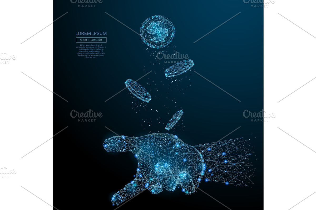 coins in hand low poly blue, a Finance Illustration by ANTON KHRUPIN ...