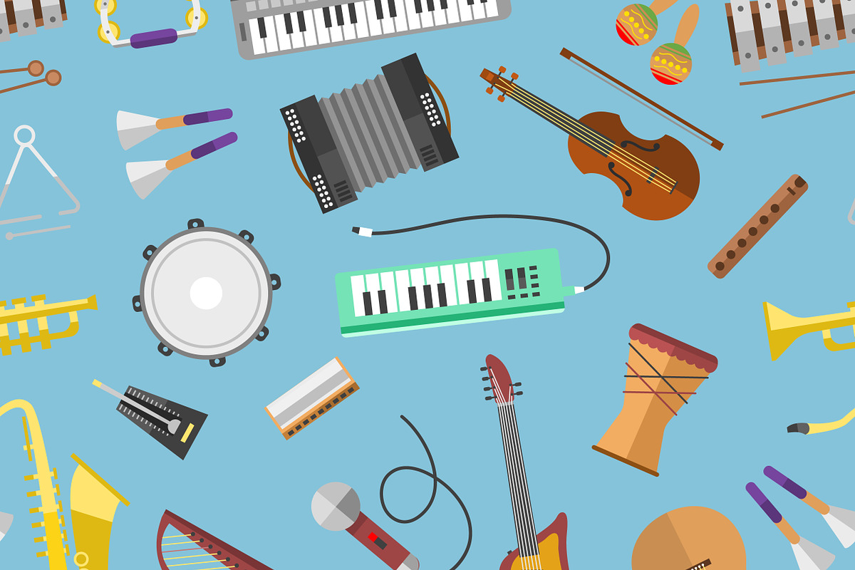 Vector music production seamless, a Decorative Illustration by ...