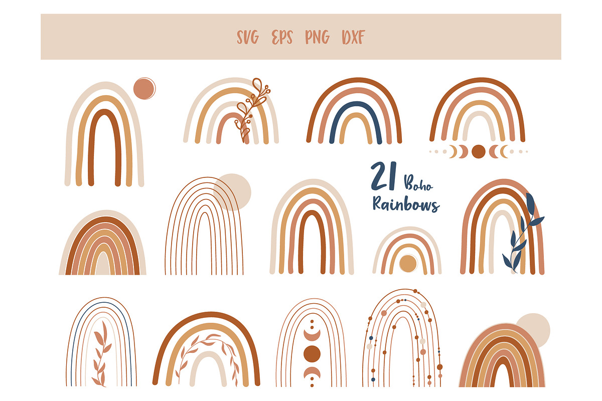 Boho Rainbow Clipart Set, a Decorative Illustration by DearLetters