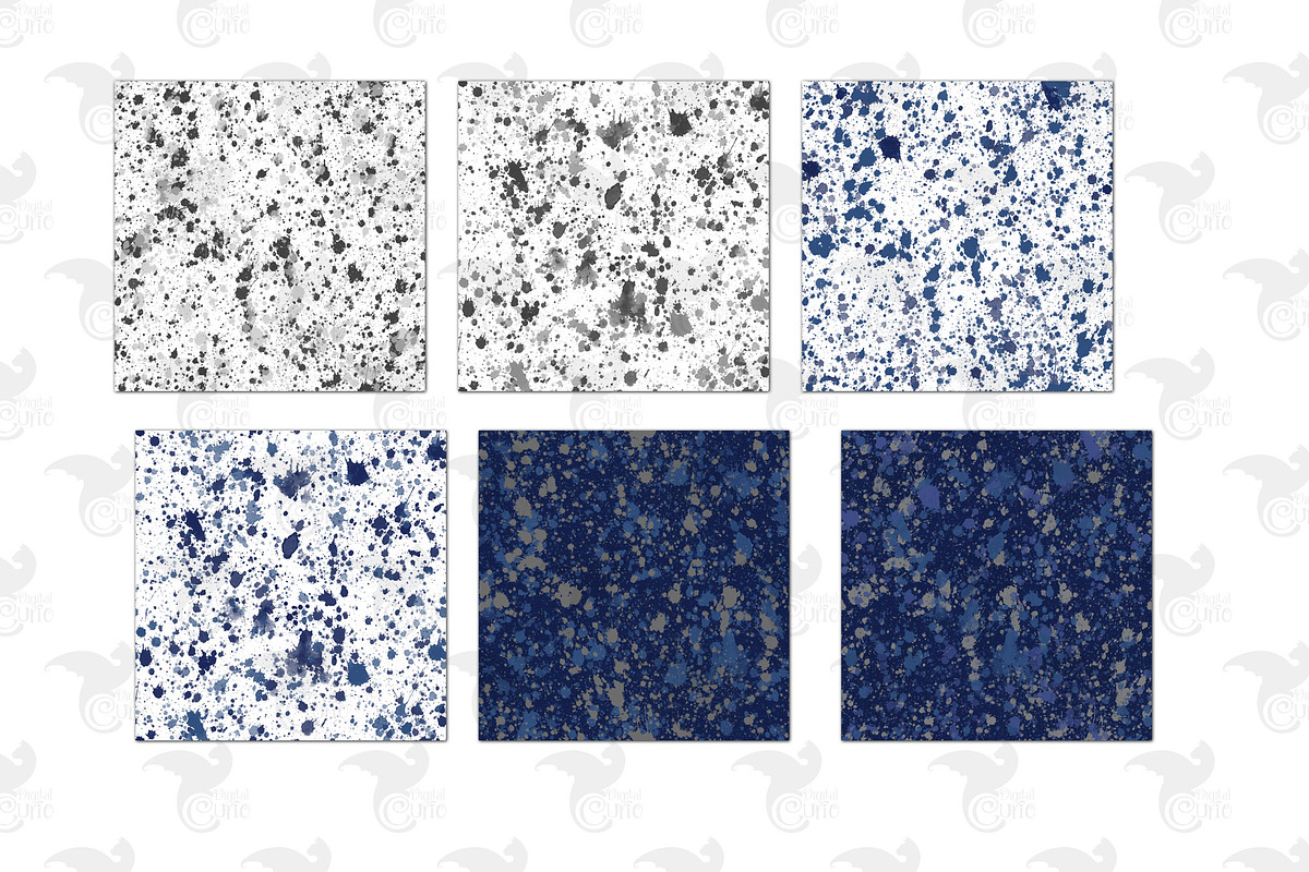 Navy & Gray Splatter Backgrounds, a Texture Graphic by Digital Curio