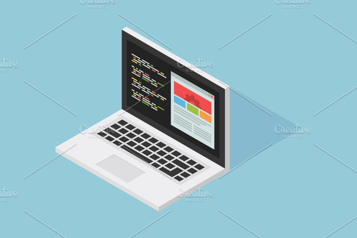 Isometric Laptop Notebook Design Set, a Technology Illustration by Toko ...