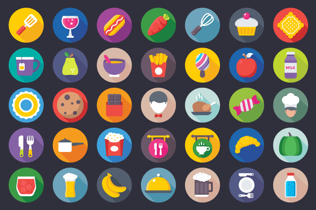 231 Flat Food Icons, an Icon by Creative Stall