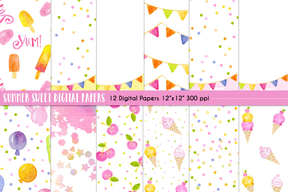 Summer Sweet Digital Papers, a Pattern Graphic by Studio Kitsch