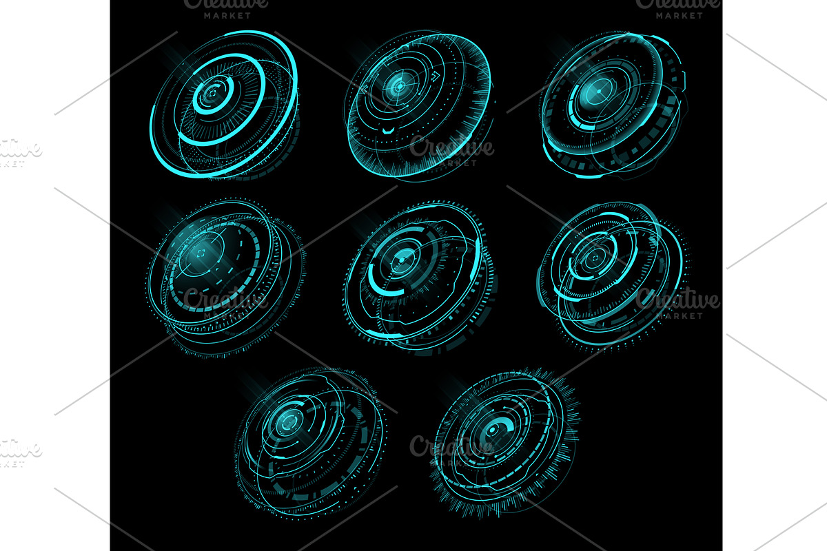 HUD web interface circular panels, a Templates & Theme by Vector Tradition