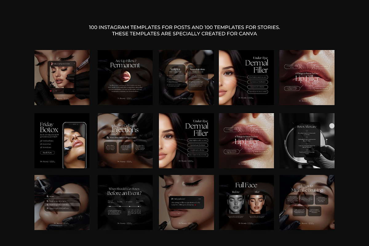 200 Botox and Lip Filler Instagram Canva Templates | Creative Market