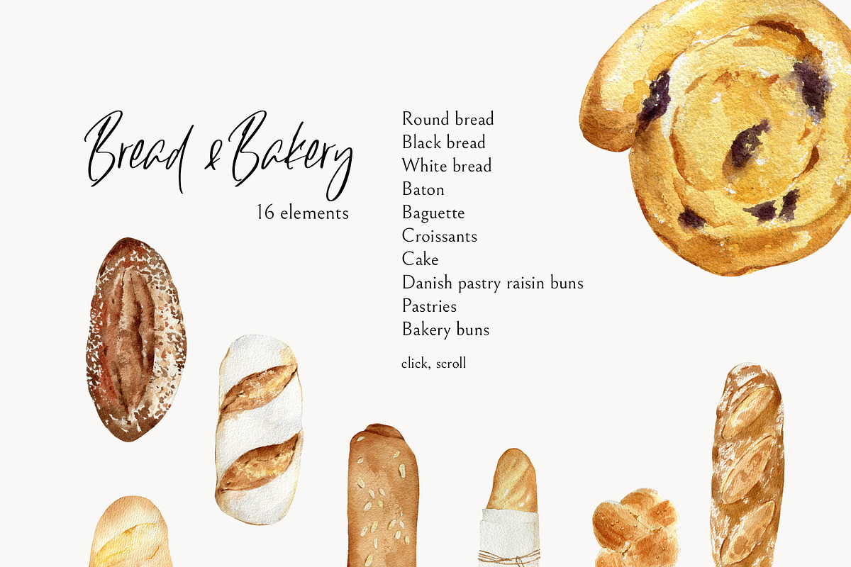 Watercolor Baking BUNDLE, a Food Illustration by NiKO