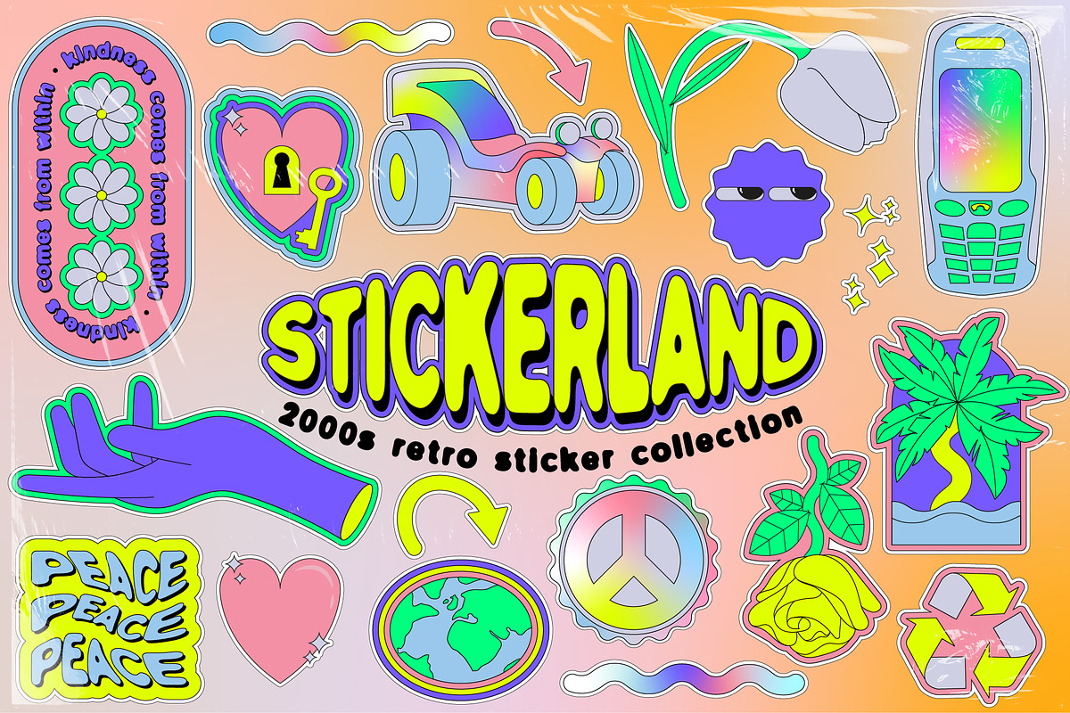 STICKERLAND 2000s Vector Set, an Object Graphic by angelainthefields
