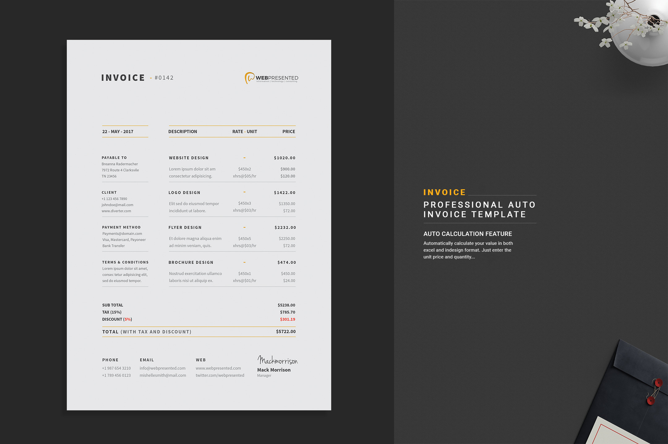 Invoice, a Stationery Template by Diverter
