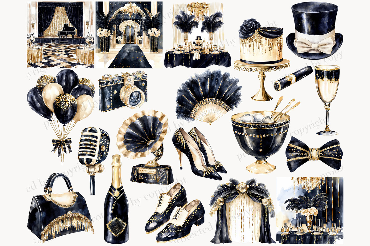 Roaring 20s Clipart | Gatsby Party Art