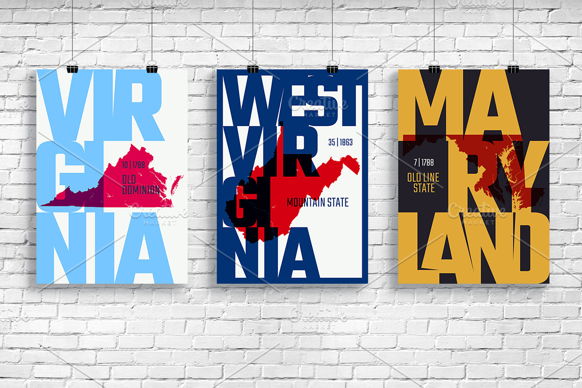 U.S. State Maps Typography Poster 1, an Illustration by MaximGertsen