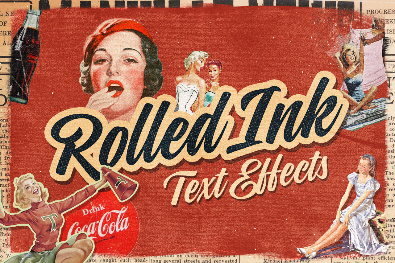 Rolled Ink Vector Text Effects, an Action Add-On by Layerform Design Co.