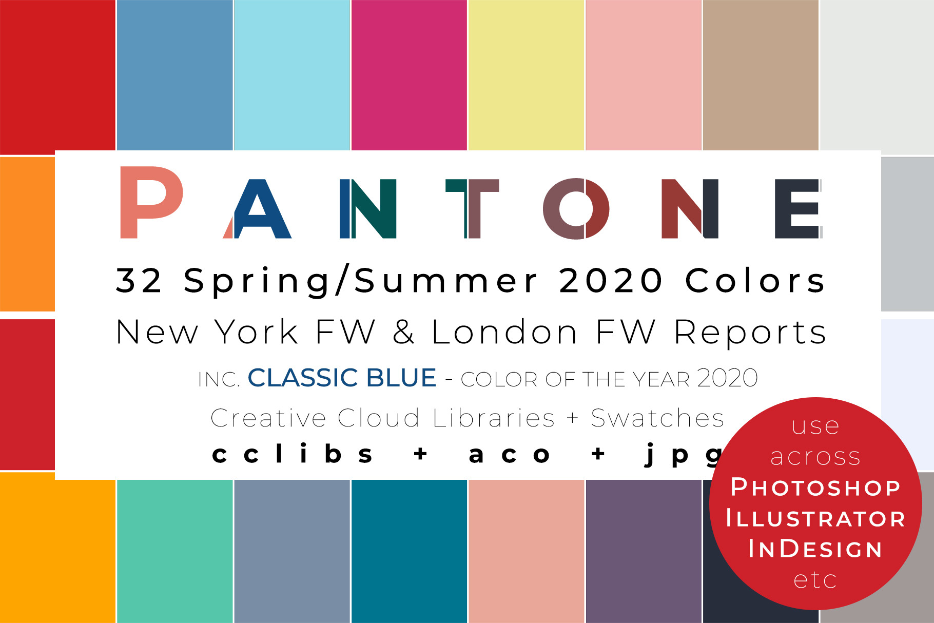 Classic blue in 32 Pantone SS2020set, a Palette Add-On by Kate Molchanova