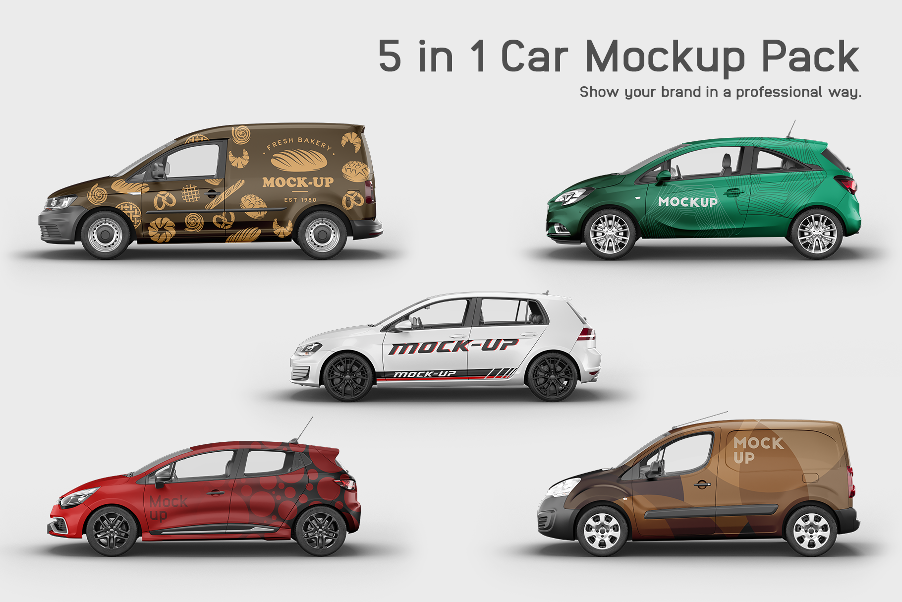 Car Mockup Pack 5 in 1, a Product Mockup by Mockupix