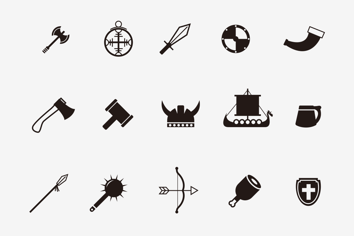 15 Viking Icons and Symbols, an Icon by Creative VIP