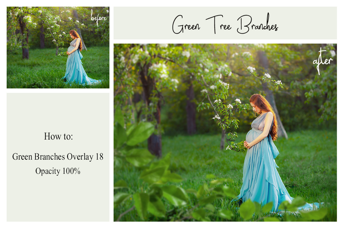120 Green Tree Branches Overlays, a Layer Style Add-On by LovePhotoMoment