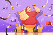 Gluttony leading to obesity poster, a Decorative Illustration by ...