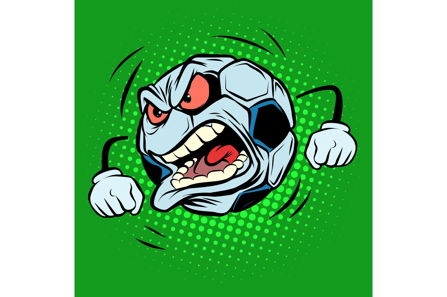 Fan anger emotions. Football soccer ball. Funny character, an Object ...