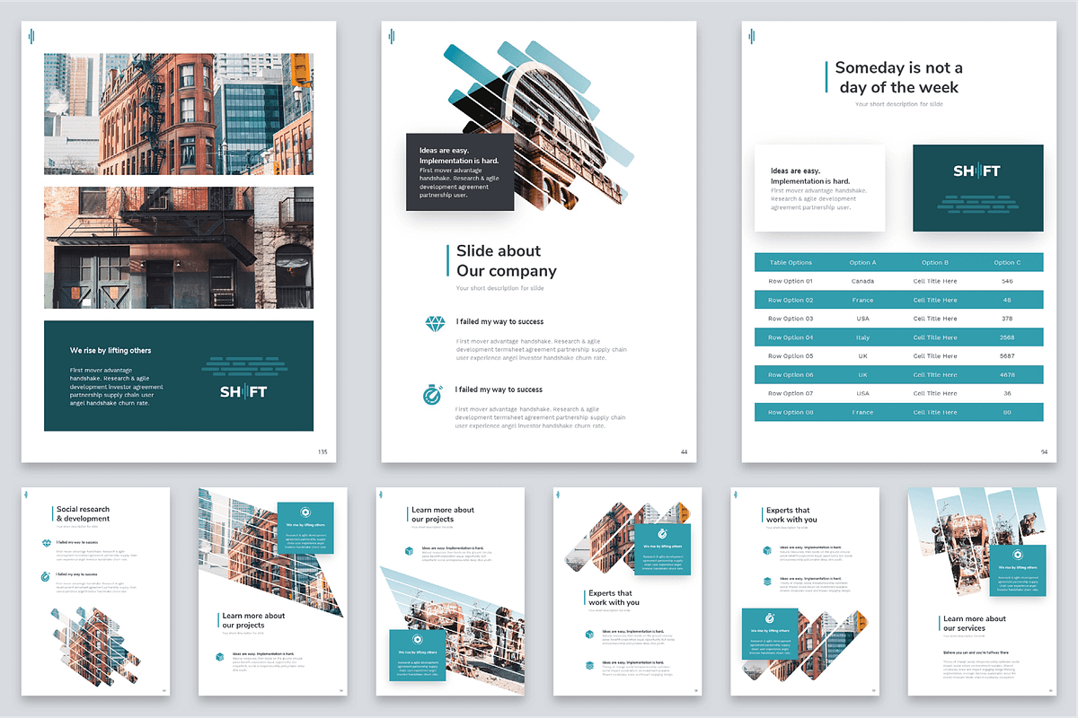 Shift Powerpoint Template - US & A4, a Presentation Template by Reshapely