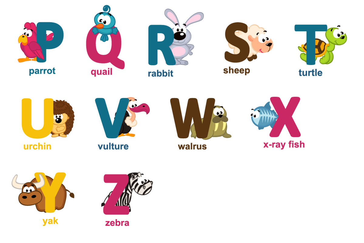 Set english alphabet with animals, a Background Graphic by NataKa