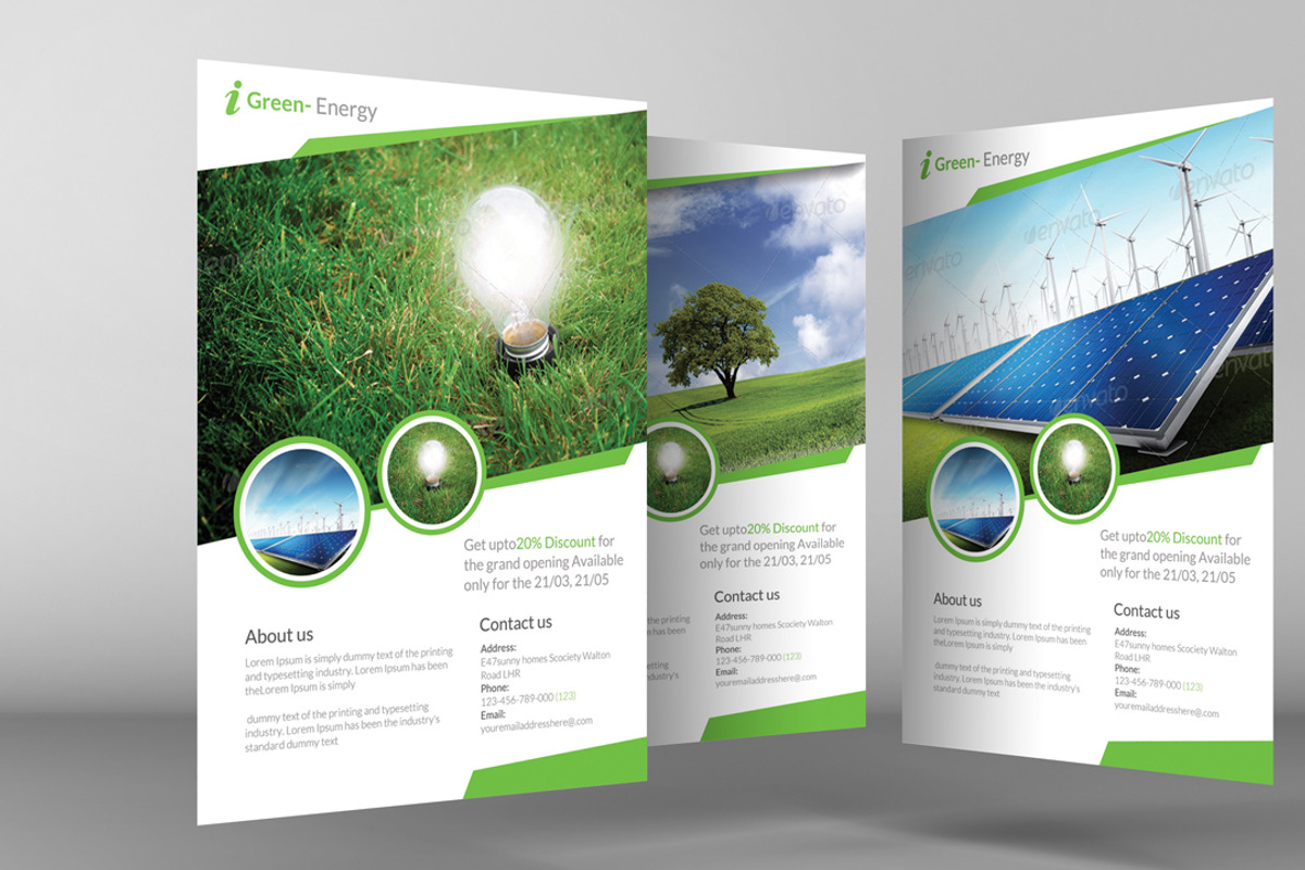 Green Energy Flyer Template, a Flyer Template by graphicforest