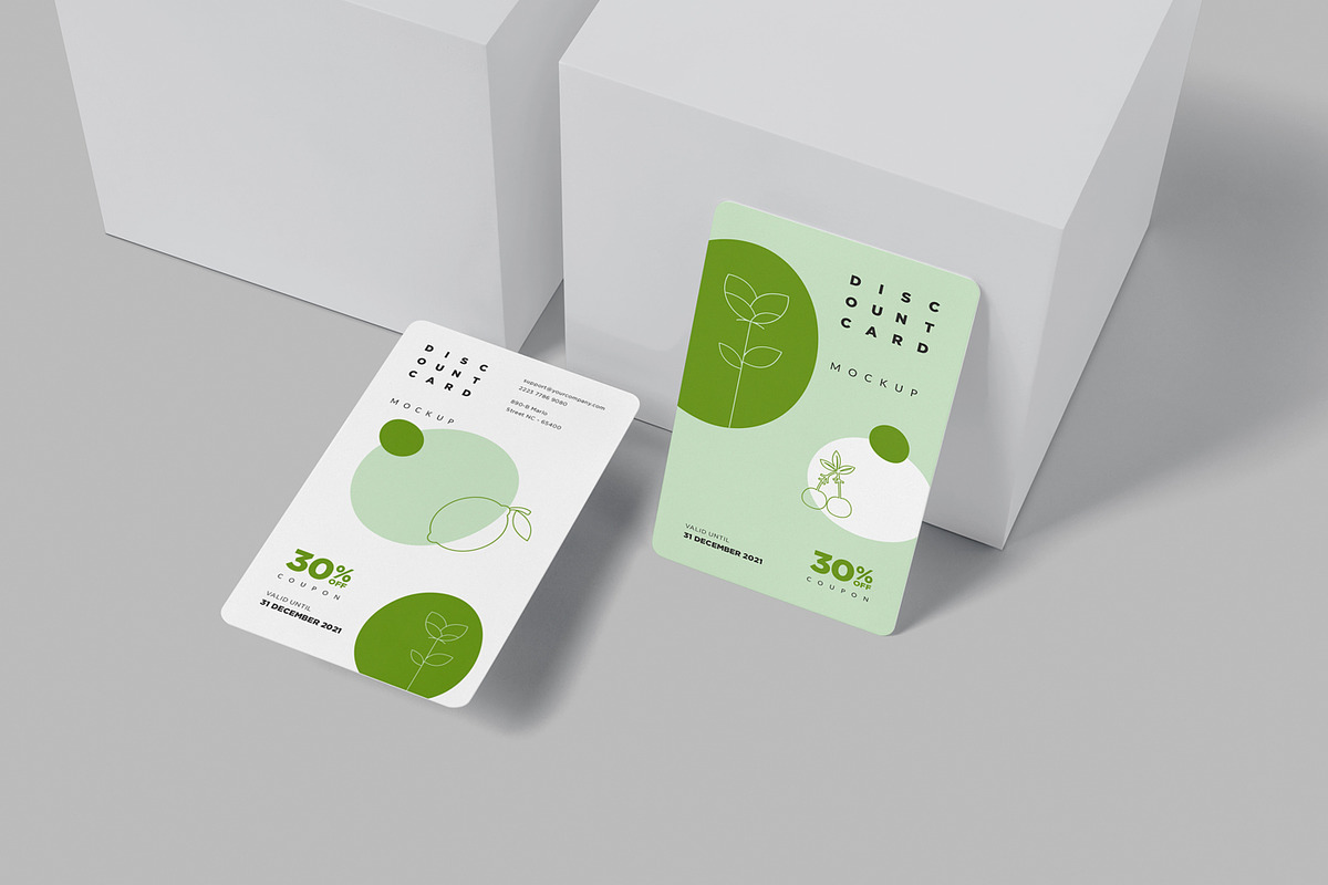 Portrait Discount Card Mockups, a Product Mockup by DesignNeutrons