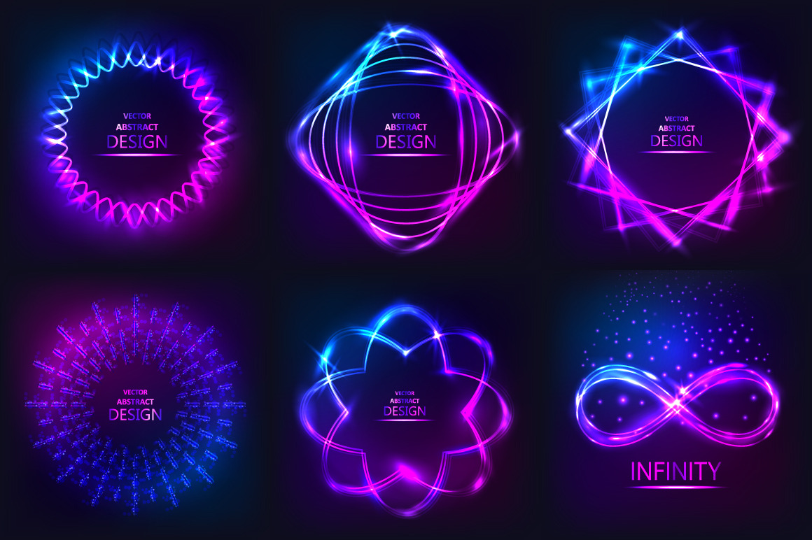 Set of sparkling neon banners, a Decorative Illustration by pattern shop